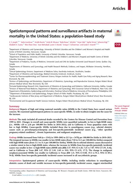 Pdf Spatiotemporal Patterns And Surveillance Artifacts In Maternal Mortality In The United