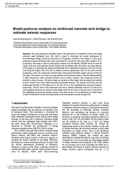 Pdf Modal Pushover Analysis On Reinforced Concrete Arch Bridge To Estimate Seismic Responses