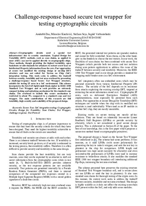 Pdf Challenge Response Based Secure Test Wrapper For Testing