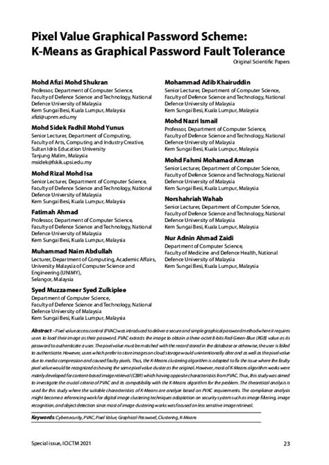Pdf Pixel Value Graphical Password Scheme