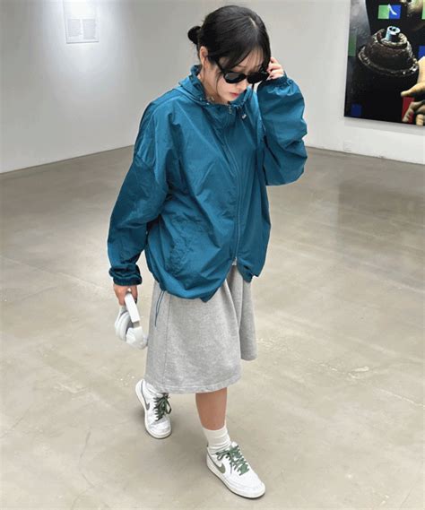 Unissex 모스 오버핏 스트링 후드집업 5color 에이블리