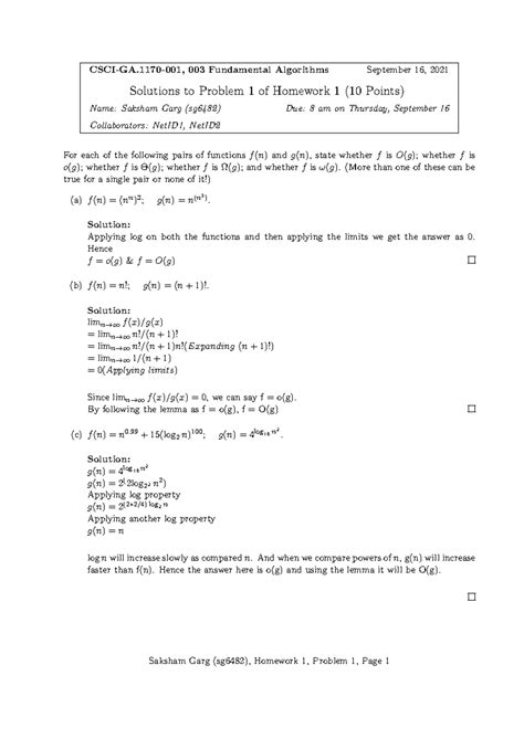 Fundamental Algorithms Homework 1 003 Fundamental Algorithms