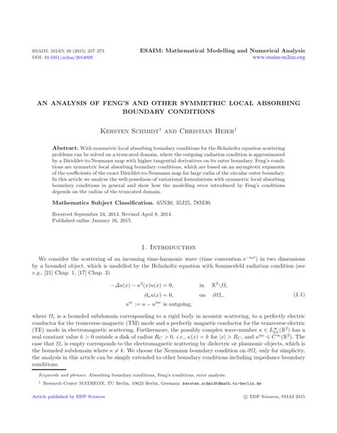 Pdf An Analysis Of Fengs And Other Symmetric Local Absorbing