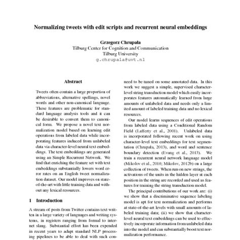 Normalizing Tweets With Edit Scripts And Recurrent Neural Embeddings