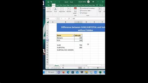 Sum Subtotal Differences Youtube