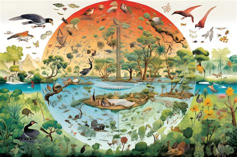 The Elegant Tapestry Of Life A Vibrant Display Of Biodiversity Across Ecosystems Premium Ai
