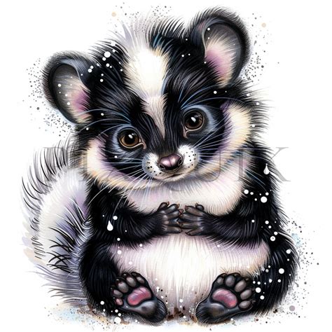 Watercolor Skunk Clipart High Quality S Digital Download Etsy