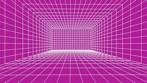 Premium Vector 3d Wireframe Room On Soft Purple Background Abstract Perspective Grid Vector