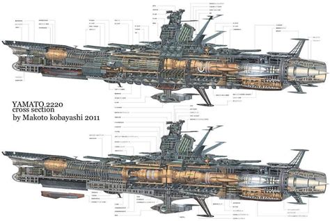 Space Battleship Yamato Cross Section Schematics Starblazers The