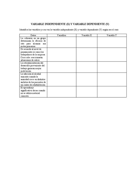 Variable Independiente Y Dependiente Pdf
