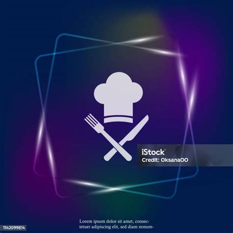 크로스 나이프와 포크 벡터 아이콘 네온 빛 아이콘 요리사 모자 벡터 모자 요리사 요리 가리기에 대한 스톡 벡터 아트 및 기타 이미지 가리기 개념 검은색 Istock