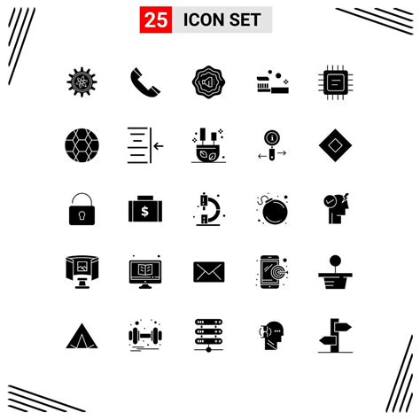25 Creative Icons Modern Signs And Symbols Of Ball Microchip Accustic Cpu Shower Editable Vector