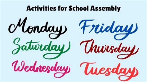 Day Wise Daily Morning School Assembly Activities Schedule