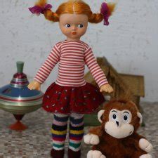 Винтажная кукла и игрушка детства - Пеппи длинный чулок и ее обезьянка ...