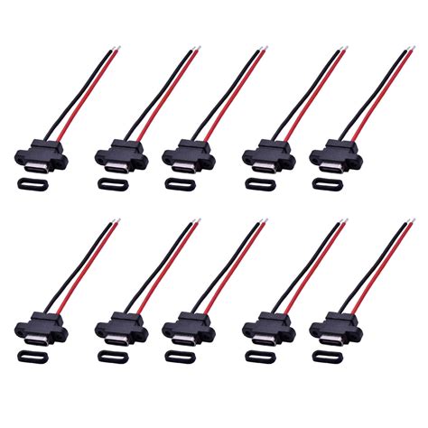 Jmliang Ip Waterproof Type C Female Power Connector Pin A V Mm Black For Charging