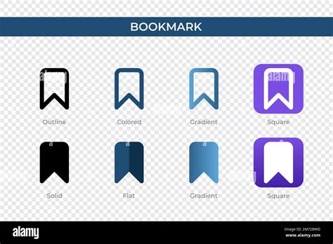 Bookmark Icon In Different Style Bookmark Vector Icons Designed In Outline Solid Colored