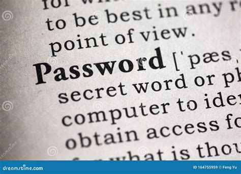 Definition Of The Word Password Stock Image Image Of Text Closeup 164755959