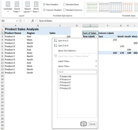 How To Add Filter Option For All Columns In A Pivot Table
