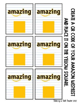 EDITABLE Amazon Wishlist QR Cards By Tales Of A Tall Teacher TPT
