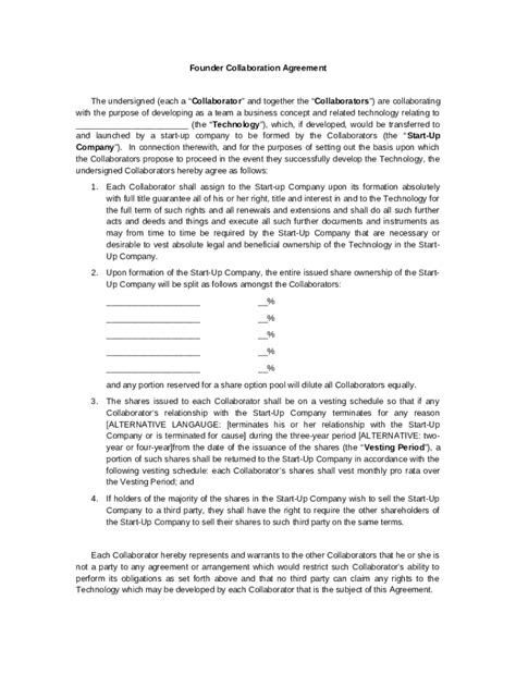 Founders Agreement Template Doc Template Pdffiller