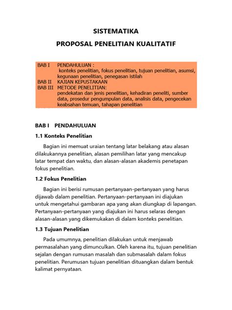 Sistematika Proposal Penelitian Kualitatif Pdf