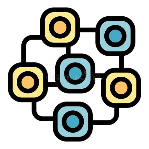Network System Connecting Multiple Data Blocks Icon Vector Stock Vector