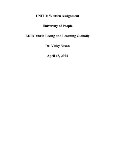 written assignment 2 unit 1 written assignment university of people