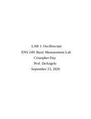 LAB 1 Oscilloscope Docx LAB 1 Oscilloscope ENS 249 Basic Measurement Lab Cristopher Duy Prof