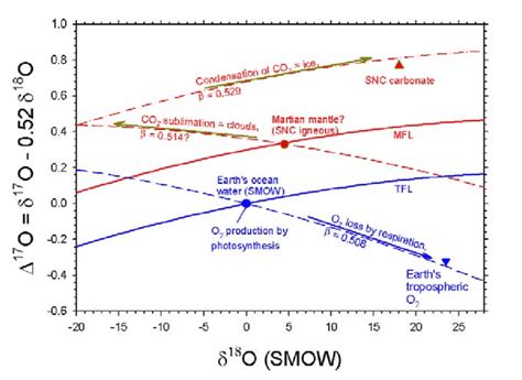 6 2 Oxygen Three Isotope Plot Showing The Mass Dependent Isotope Download Scientific Diagram
