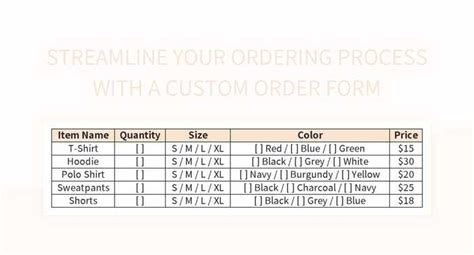 Streamline Your Ordering Process With A Custom Order Form Excel Template Free Download Pikbest