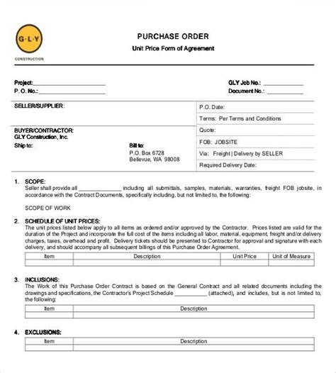 Simple Purchase Order Terms And Conditions Template