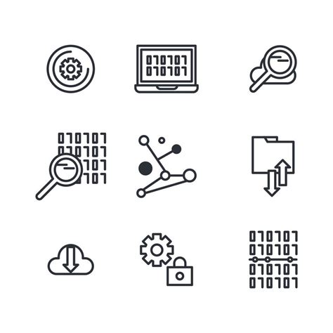 Outlined Binary Icons 12675559 Vector Art At Vecteezy