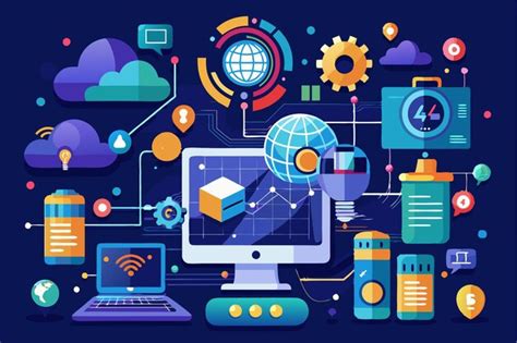 A Vibrant Representation Of Digital Technology Featuring Cloud Computing Data Charts And