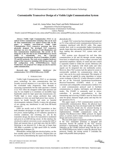 Pdf Customizable Transceiver Design Of A Visible Light Communication System