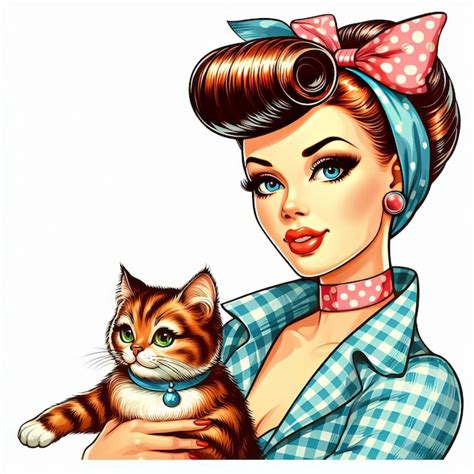 Funny Retro Pinup Girl Sublimation Premium Ai Generated Image