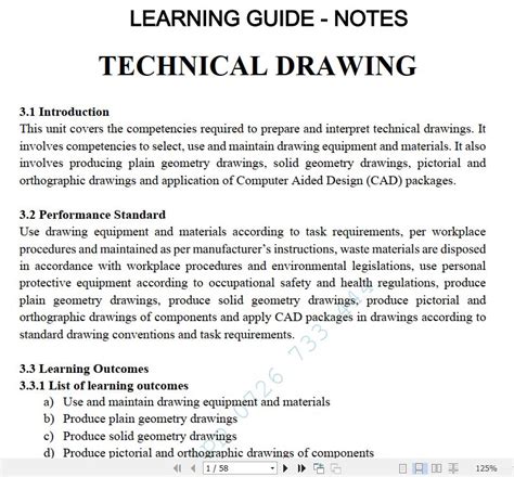 Technical Drawings Learning Guide Pdf Notes Tvet Cdacc Level 6 Cbet Civil Pdf Notes