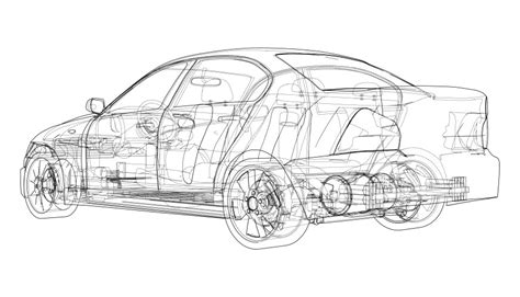 Electric Car With Chassis Rendering 3d Royalty Free Vector