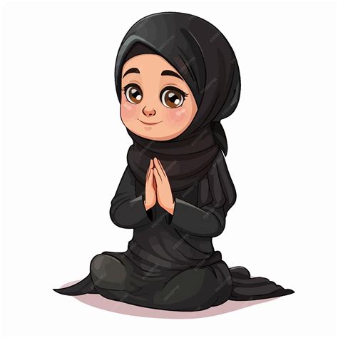 Premium Vector A Cartoon Drawing Of A Woman Wearing A Black Hijab