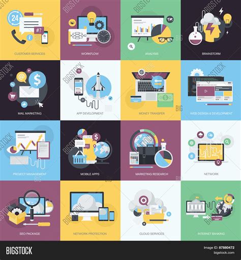 Set Flat Design Style Vector Photo Free Trial Bigstock