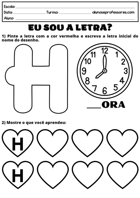 Atividades Com A Letra H Para Imprimir Alunos E Professores