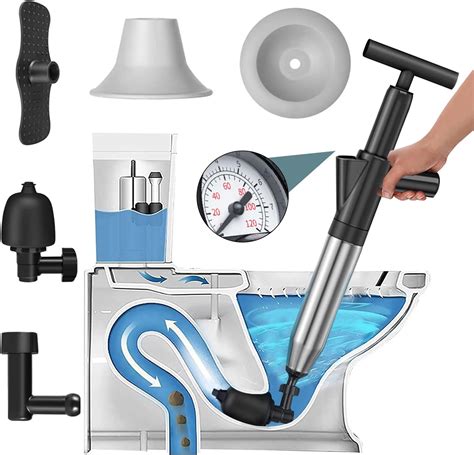 Toilet Plunger Stainless Steel Air Drain Plunger For Clogged Toilets