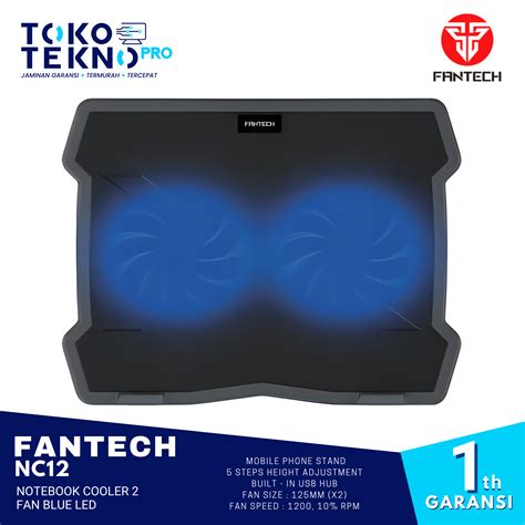 Fantech Nc12 Notebook Cooler 2 Fan Blue Led Tokotekno