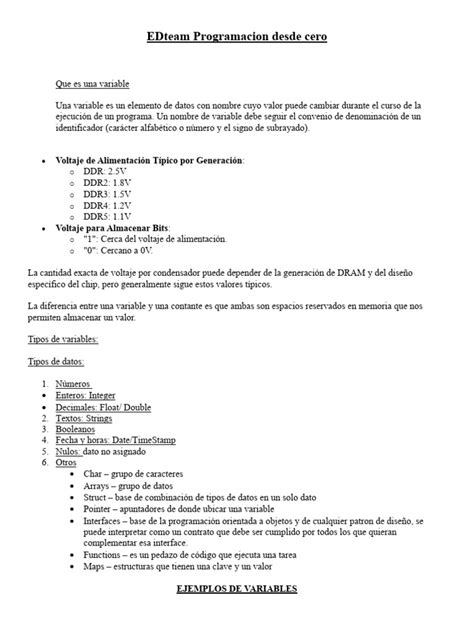 Edteam Programacion Desde Cero Pdf Variable Informática Lenguaje De Programación