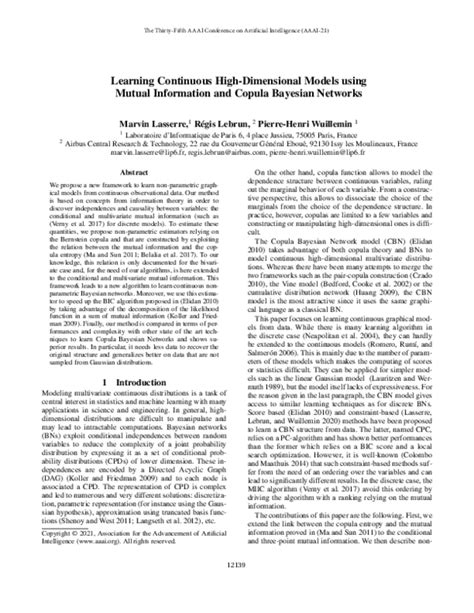 Pdf Learning Continuous High Dimensional Models Using Mutual Information And Copula Bayesian
