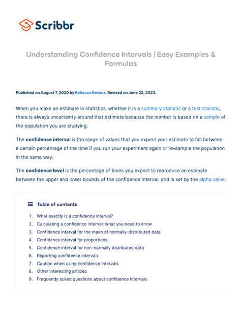 Lecture 16 Confidence Interval Pdf