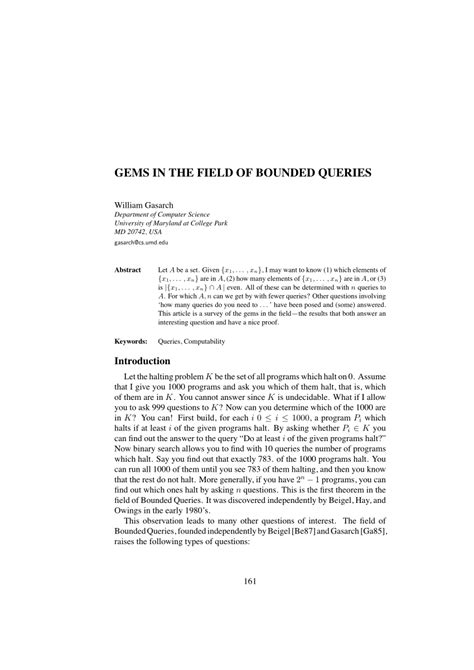 Pdf Gems In The Field Of Bounded Queries