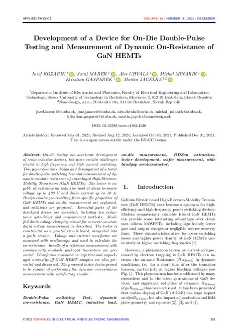 Pdf Development Of A Device For On Die Double Pulse Testing And Measurement Of Dynamic On