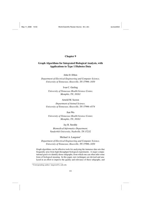 Pdf Graph Algorithms For Integrated Biological Analysis With Applications To Type 1 Diabetes Data