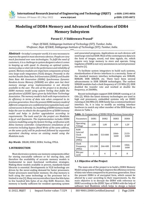 Modeling Of Ddr4 Memory And Advanced Verifications Of Ddr4 Memory