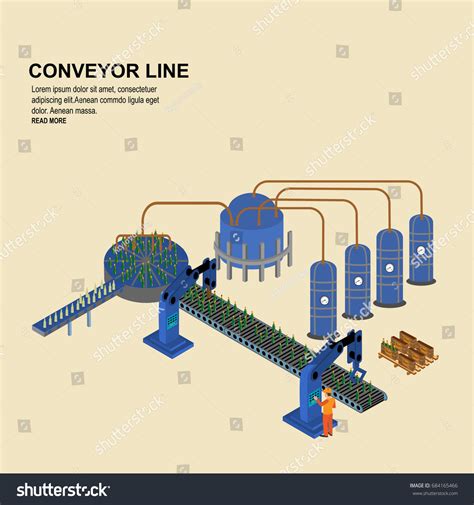 Automated Factory Assembly Line Robotic Arm Stock Vector Royalty Free